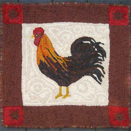 The Blue Tulip Rooster Rug Hooking Kit | The Woolery