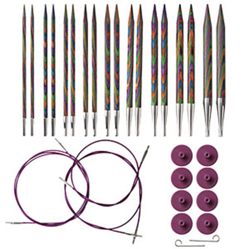 Interchangeable Rainbow Wood Circular Knitting Needle Set
